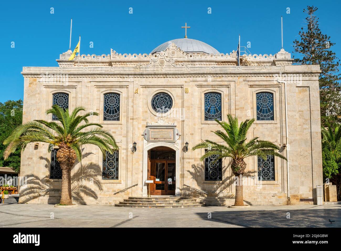 View to old Orthodox church of Saint Titus (Ayios Titos) in Heraklion ...