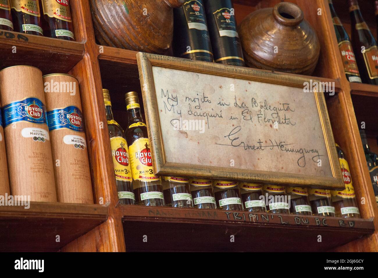 Ernest Hemingway sign the La Bodeguita del Medio bar in Havana, Cuba ...