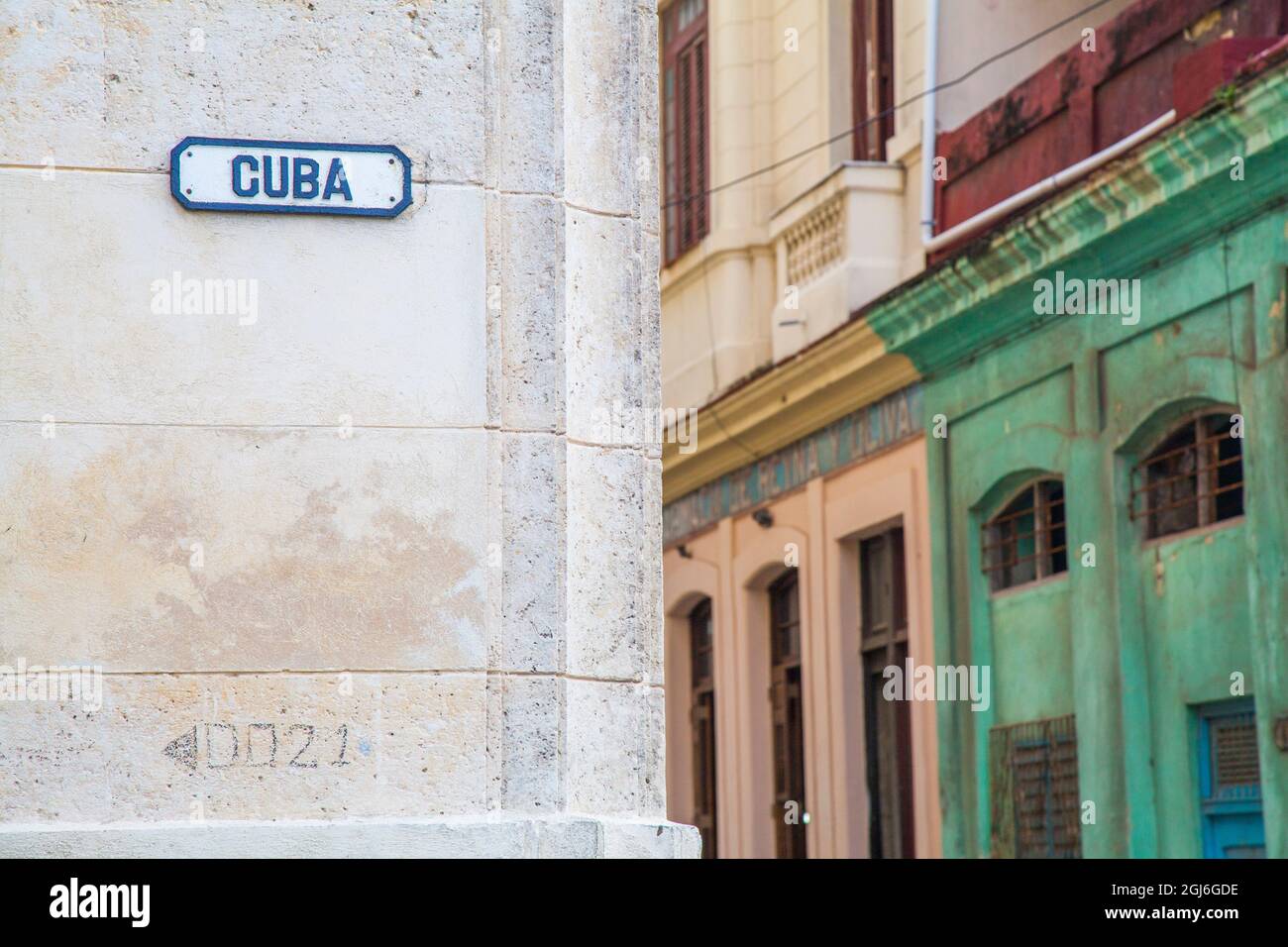 Cuban sign on streets of colorful Old Havana, Cuba Stock Photo - Alamy
