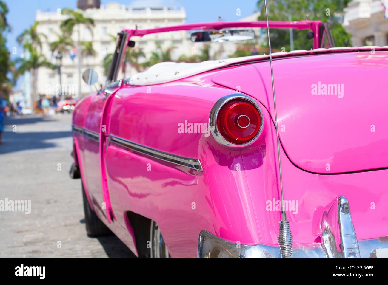 Classic pink Ford 1950's restored car in Old Havana, Cuba Stock Photo ...