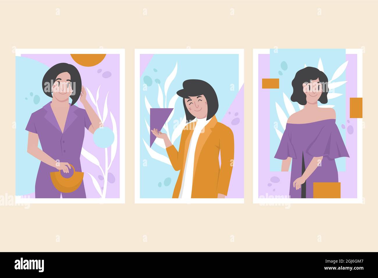 Trendy fashion portraits covers set Vector illustration Stock Vector ...