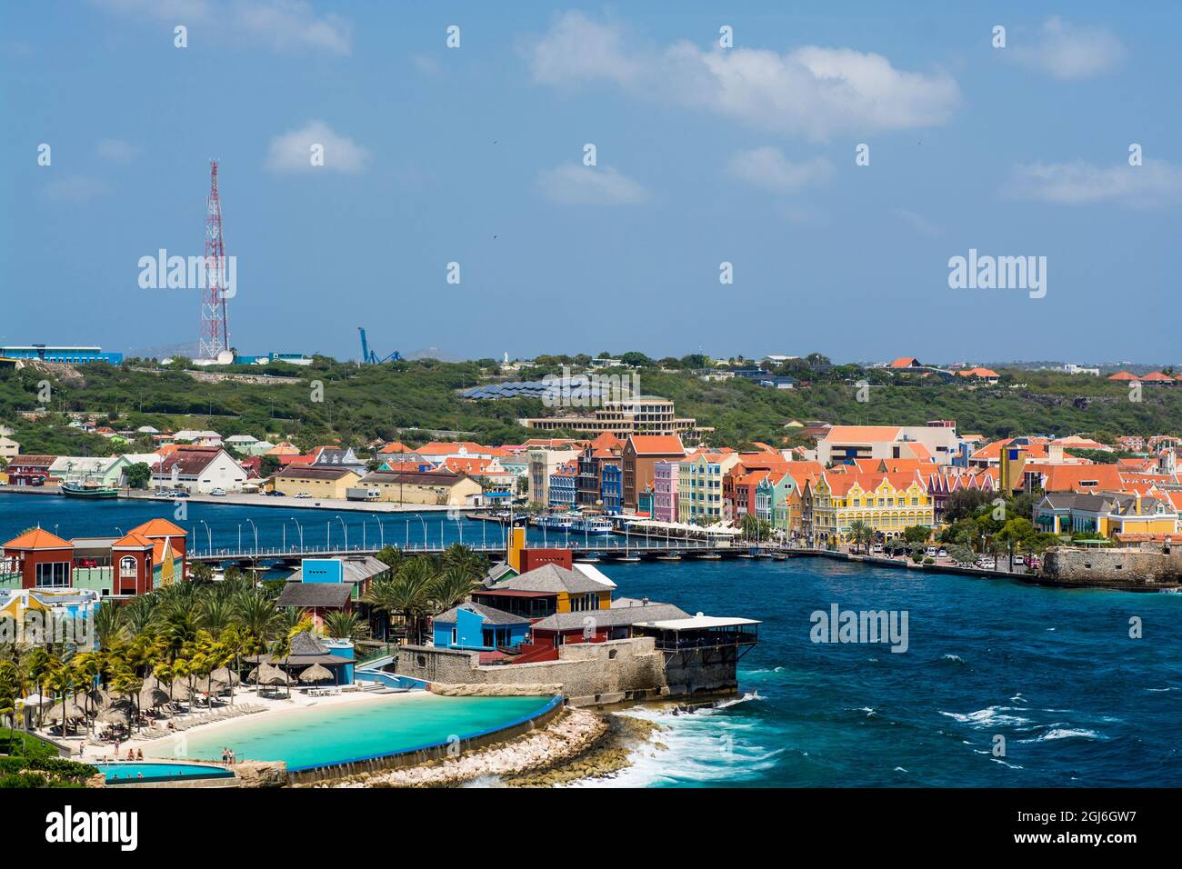 Aerial view of capital city Willemstad, Curacao. (Editorial Use Only ...