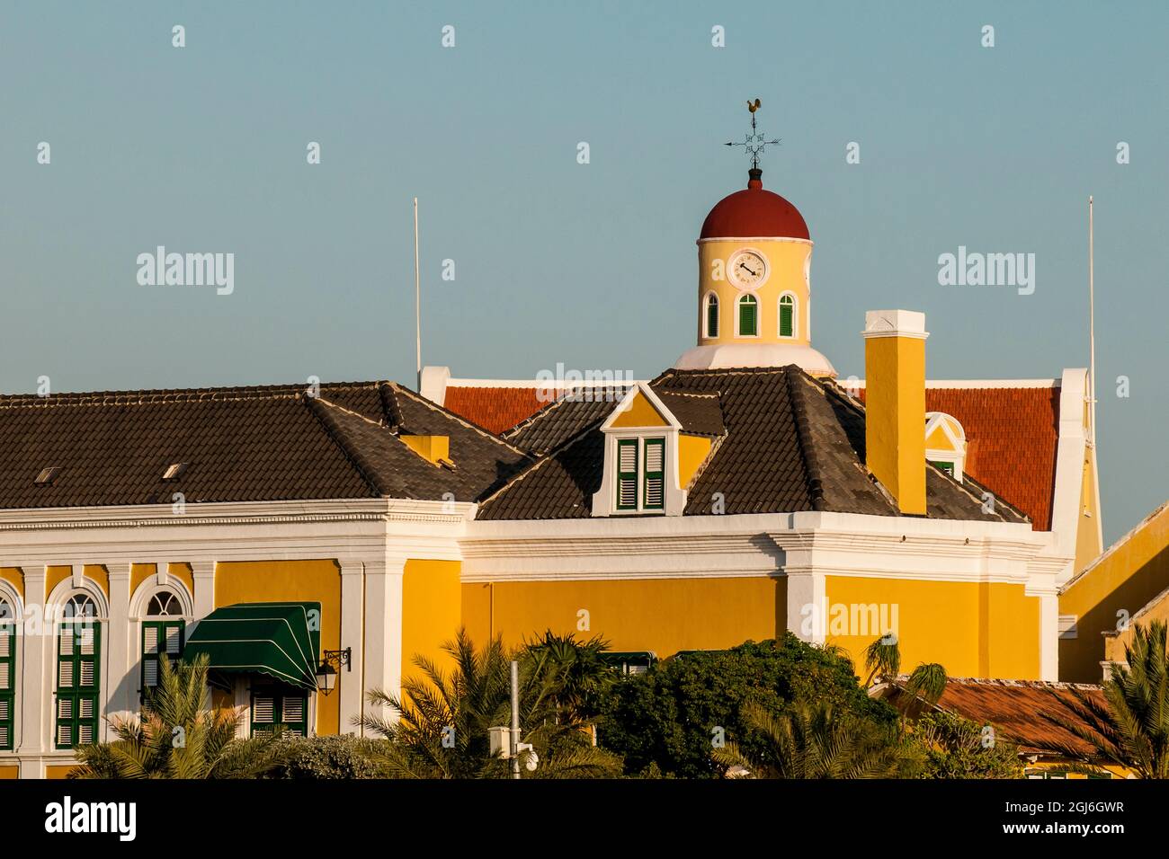 Colorful buildings, architecture in capital city Willemstad, Curacao ...