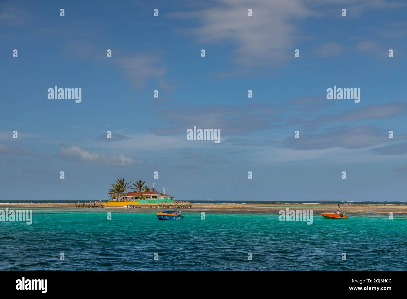 Caribbean, Grenada, Union Island. Building and boats. Credit as: Don ...