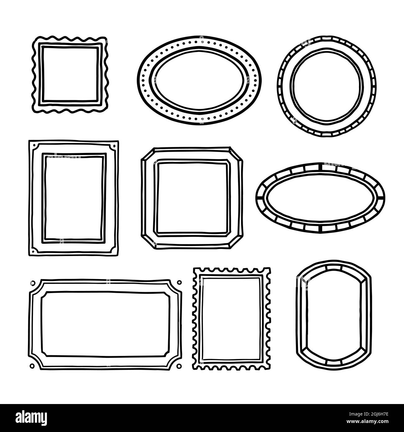 Hand drawn doodle frames set Vector illustration Stock Vector Image ...