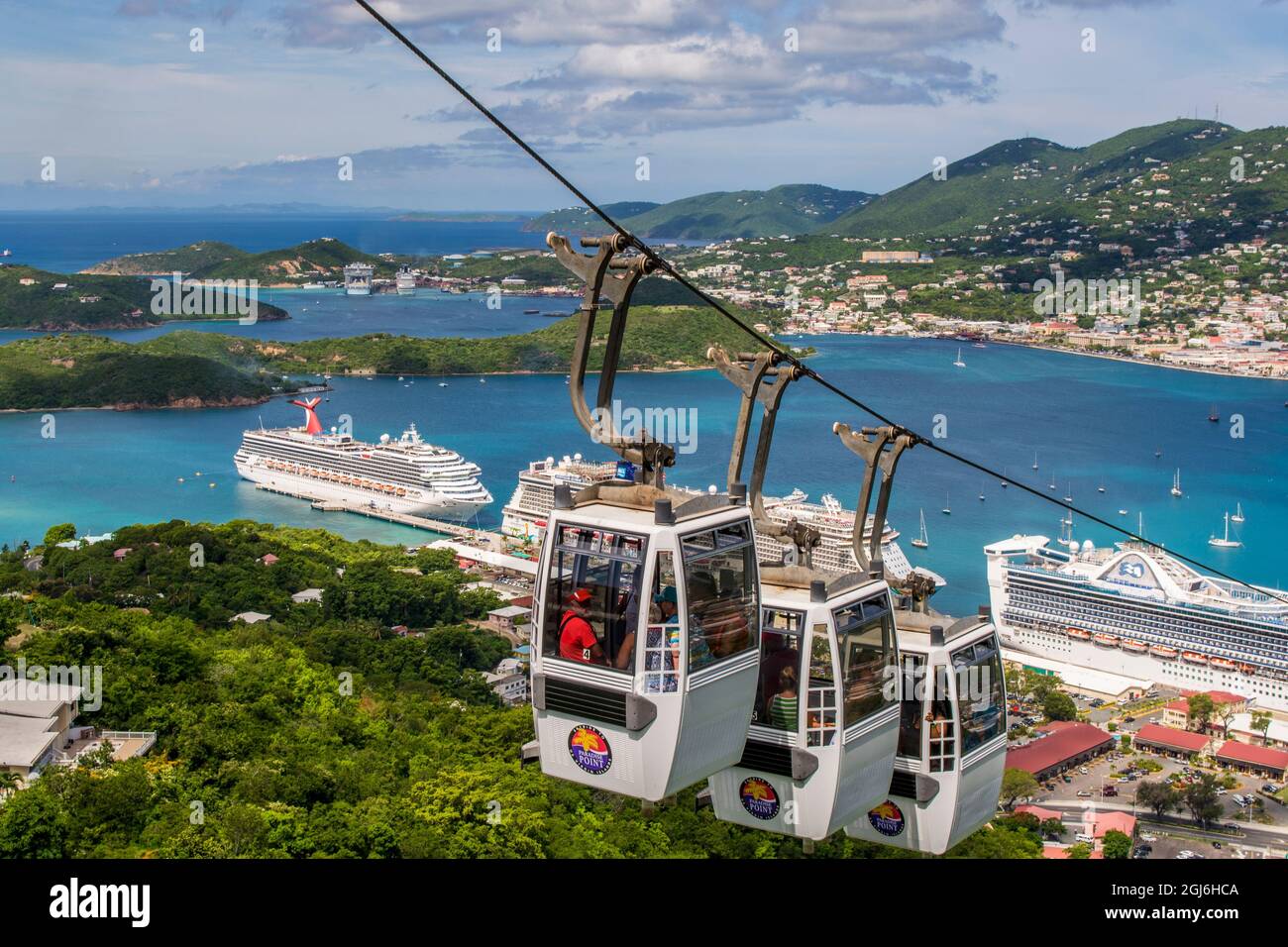Skyride aerial tram gondolas, Cruise Terminal, Charlotte Amalie, St ...