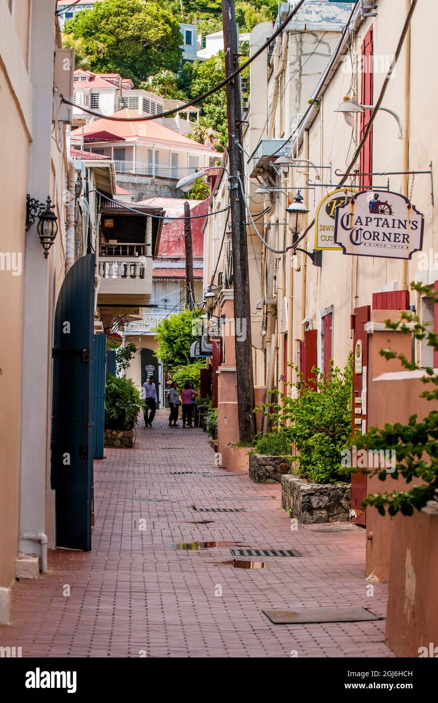 Shopping district downtown Charlotte Amalie, St. Thomas, US Virgin ...
