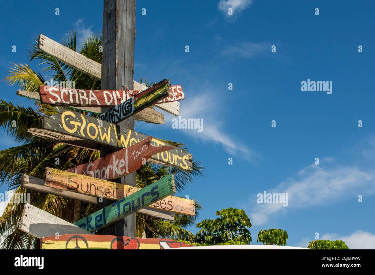 Activity signpost, Providenciales, Turks and Caicos Islands, Caribbean ...