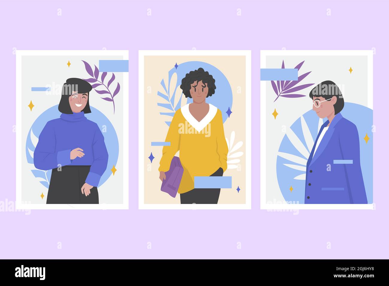 Trendy fashion portraits covers set Vector illustration Stock Vector ...