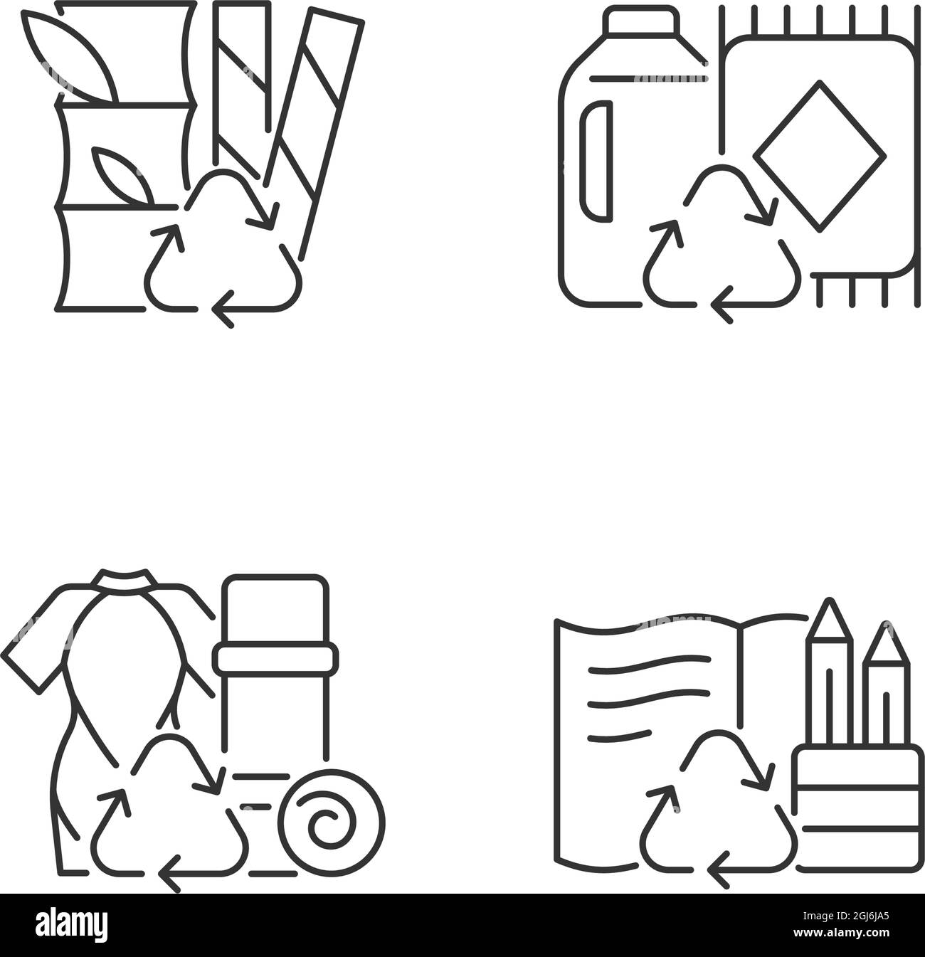 Reduce environmental pollution linear icons set Stock Vector Image ...