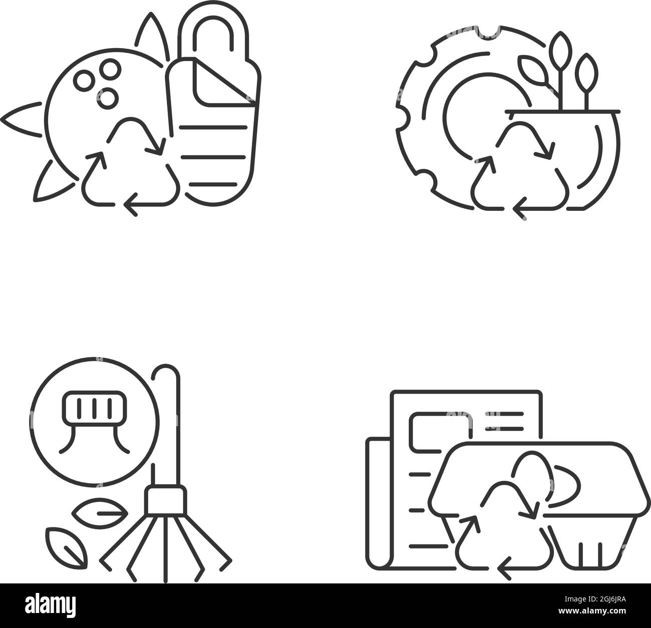 Processing recycled material linear icons set Stock Vector Image & Art ...