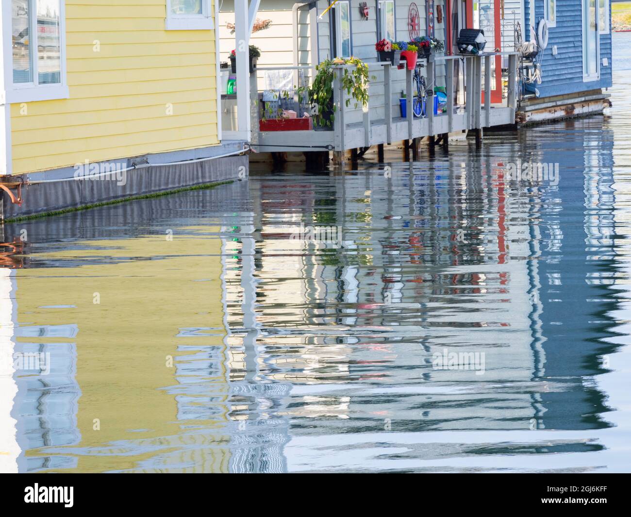 Canada, British Columbia, Victoria, Fisherman's Wharf, Reflections ...