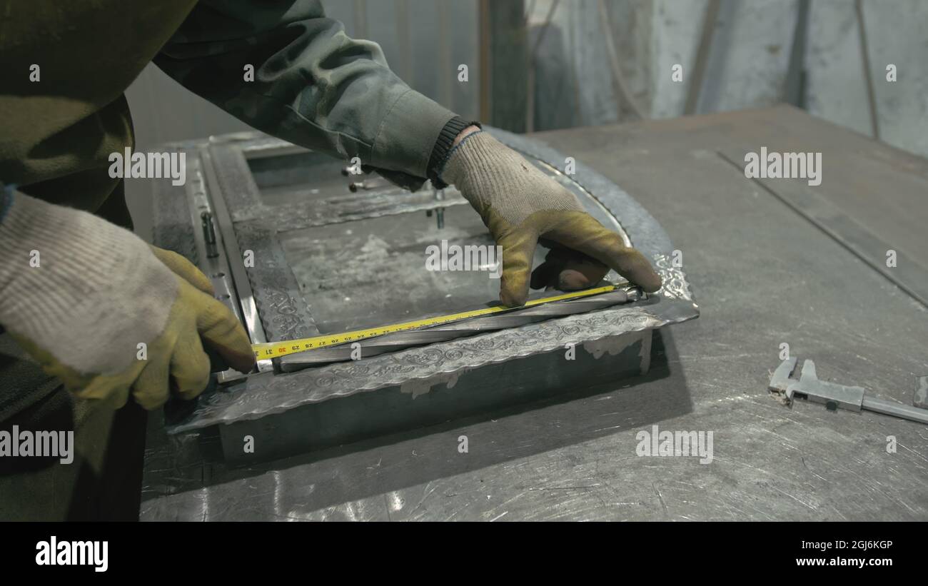 Forge workshop on table. Smithy manual production. Work on the product ...