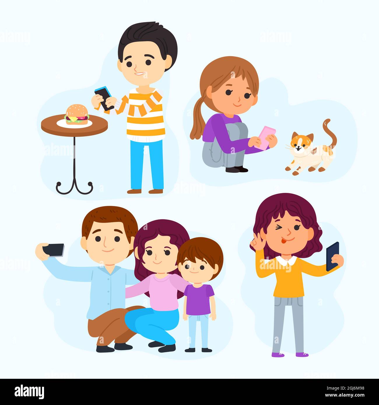 Cartoon people taking photos with phone Vector illustration Stock ...