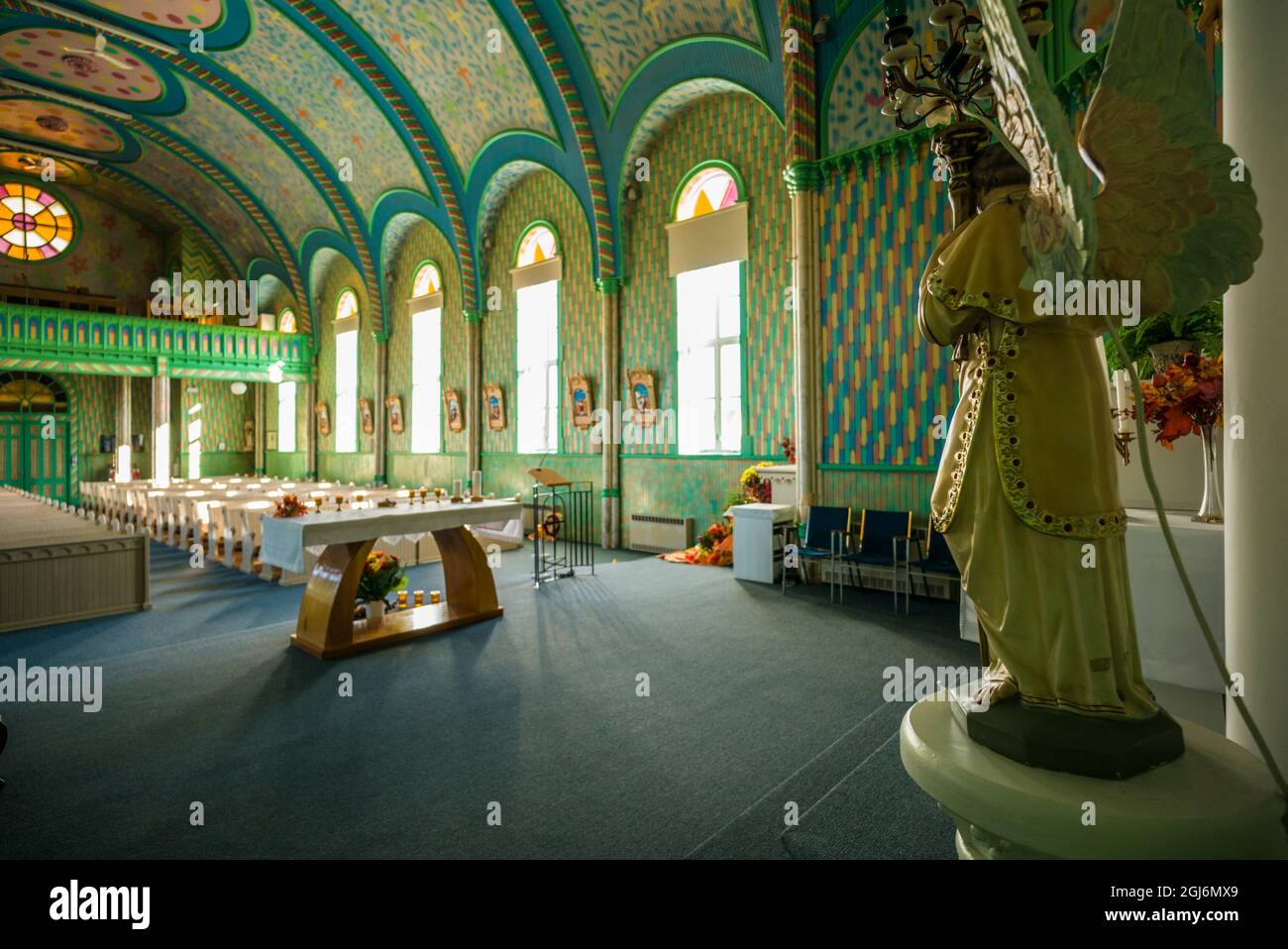 Canada, New Brunswick, Sainte-Cecile. Interior of Sainte-Cecile Church ...