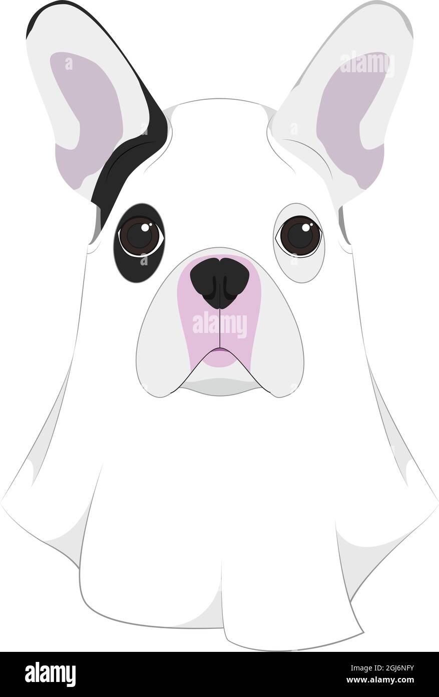 Halloween greeting card. French Bulldog dog dressed as a ghost Stock ...