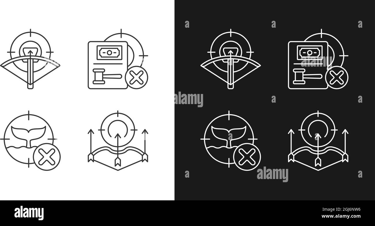 Hunting provisions and restrictions linear icons set for dark and light ...