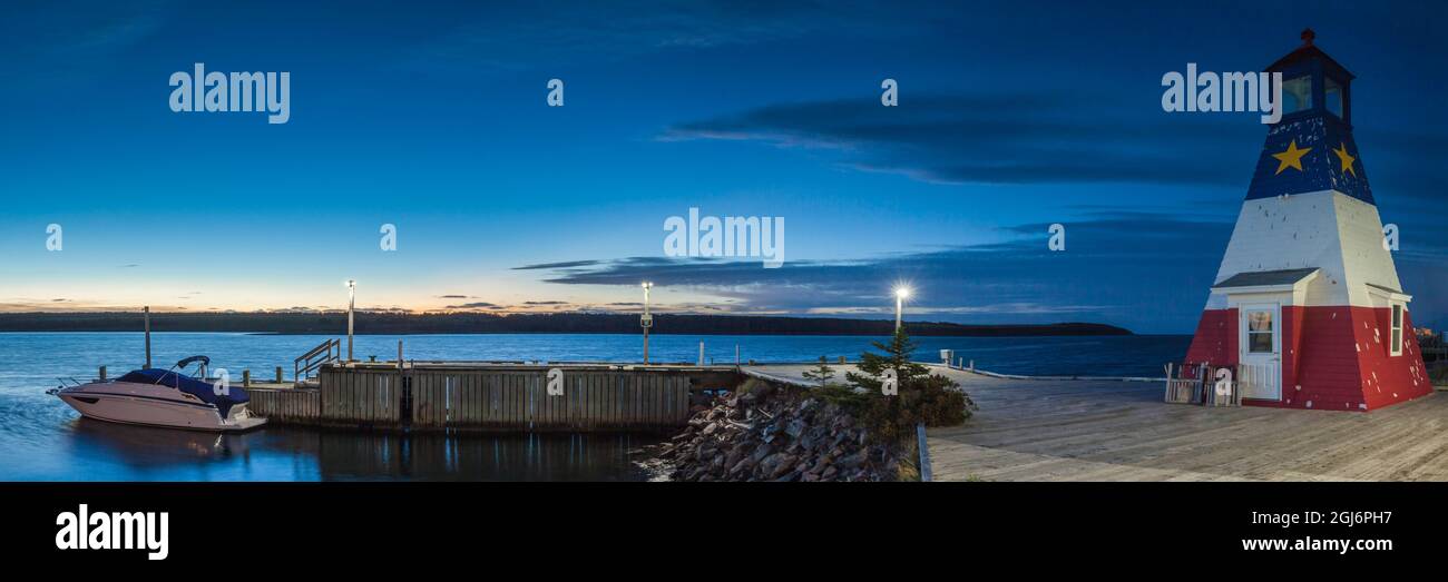 Canada, Nova Scotia, Cabot Trail, Cheticamp, town harbor with ...