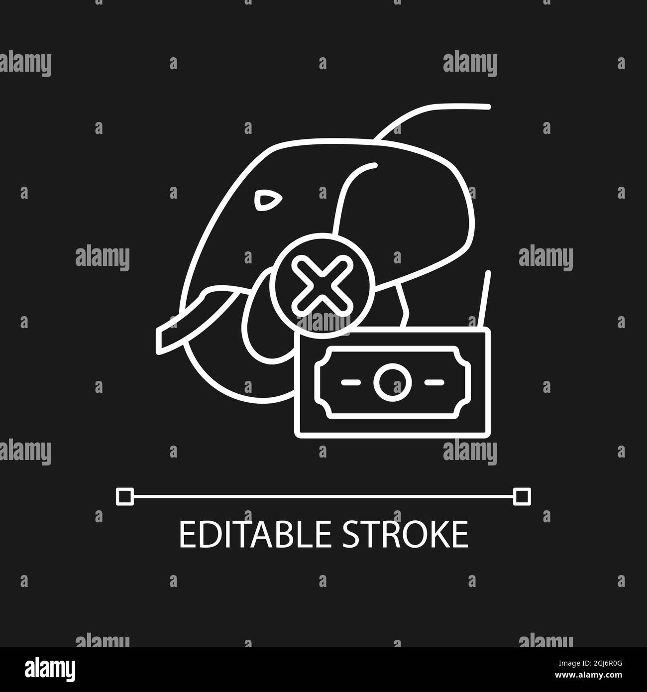 Illegal wildlife trade white linear icon for dark theme Stock Vector ...