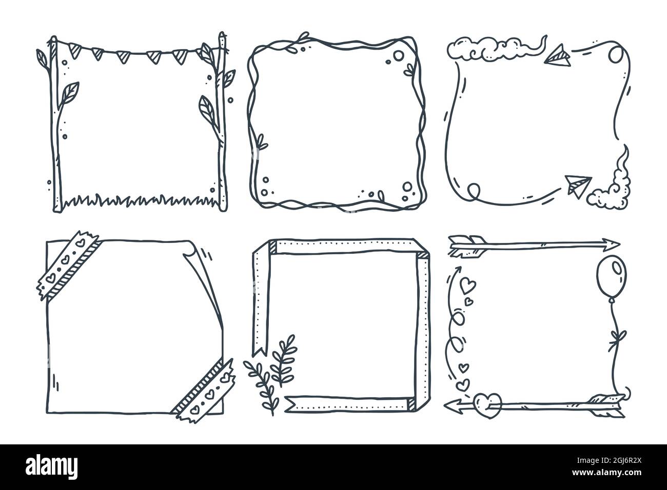 Doodle frame set hand drawn Vector illustration Stock Vector Image ...