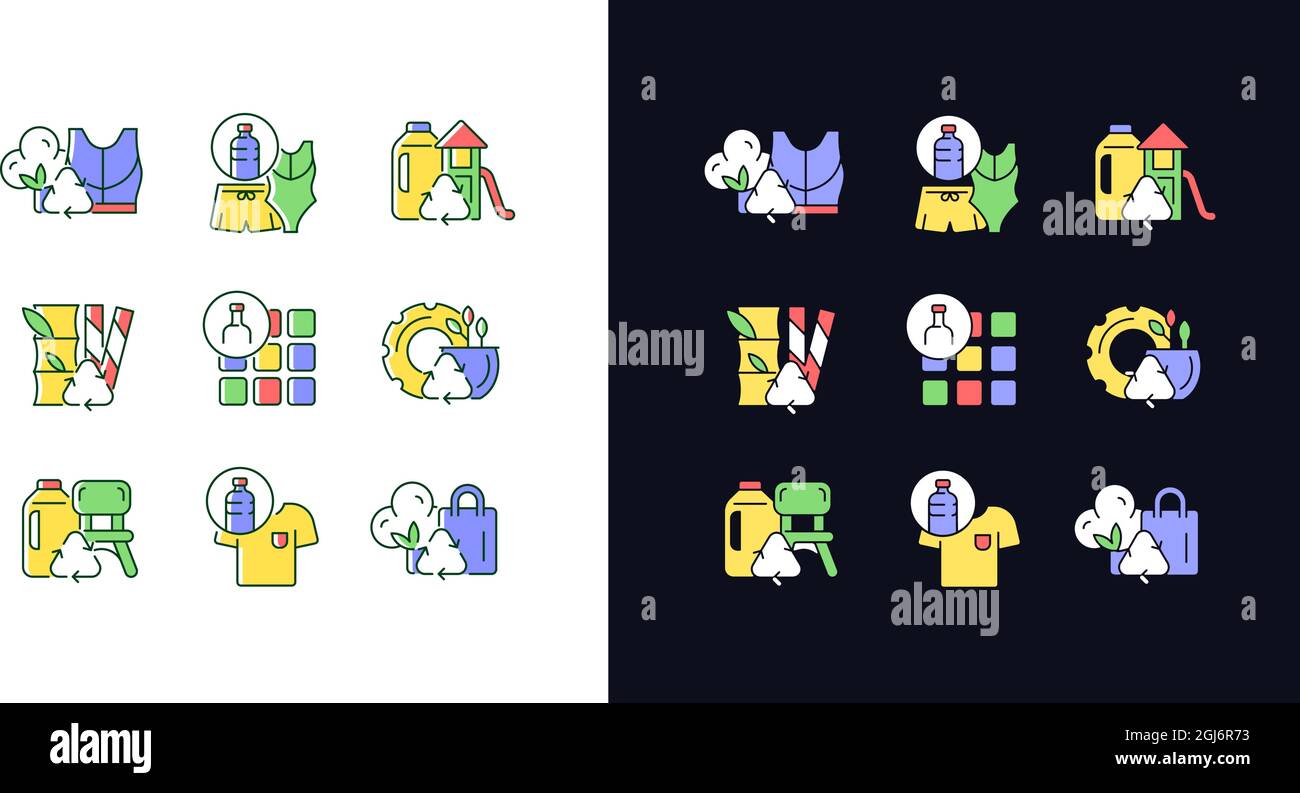 Natural resources conservation light and dark theme RGB color icons set ...