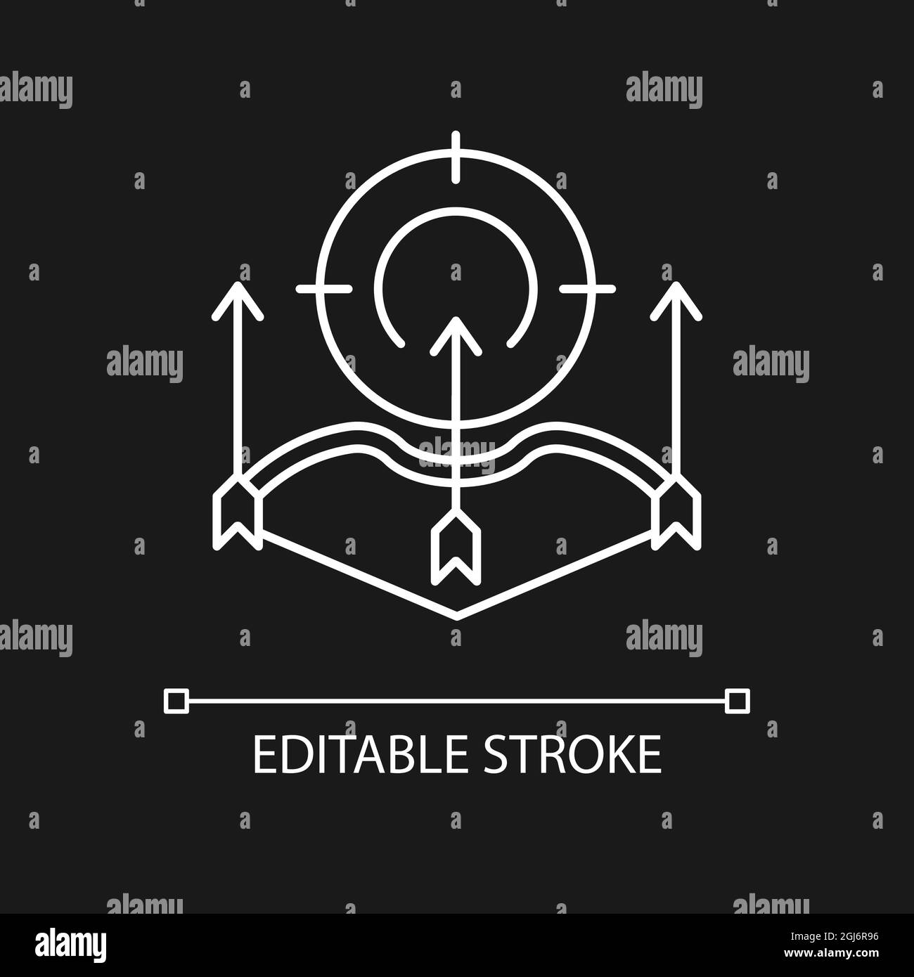 Bow and arrow hunting white linear icon for dark theme Stock Vector ...