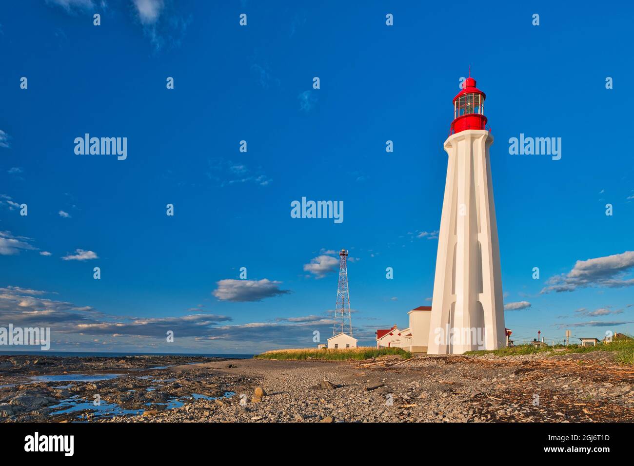 Canada, Quebec, Pointe-Au-Pere. Lighthouse on shore of St. Lawrence ...