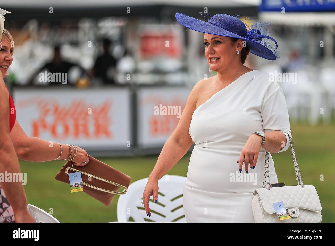 A Lady enjoying Ladies Day at the St Leger Festival 2021 at Doncaster ...