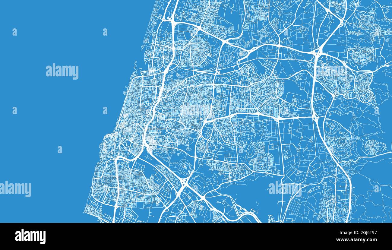 Urban vector city map of Tel Aviv, Israel, middle east Stock Vector ...