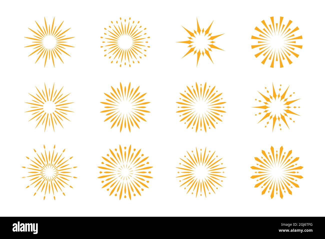 Linear flat sunburst set Vector illustration Stock Vector Image & Art ...