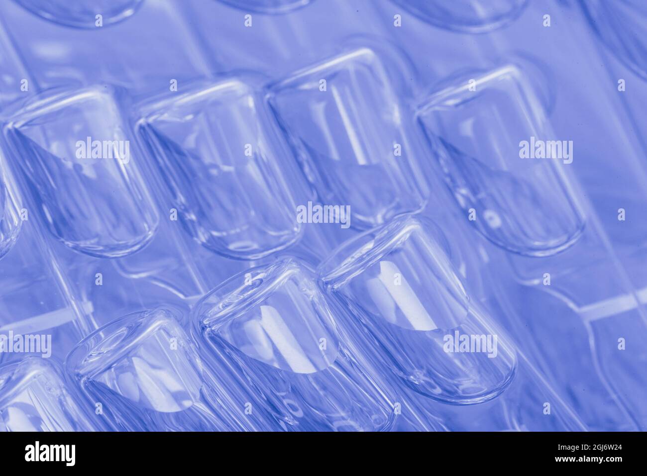 Glass medical ampoule vial for injection. Medicine is liquid sodium ...
