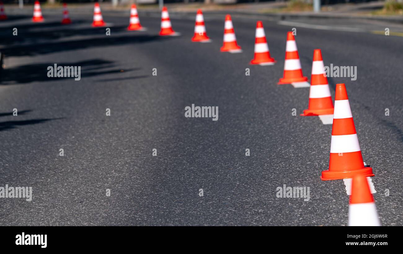 Traffic cones road signs lane hi-res stock photography and images - Alamy