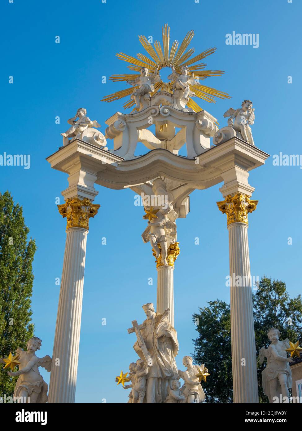 Johannes Nepomuk monument. The historic old town of Stein (Stein an der ...