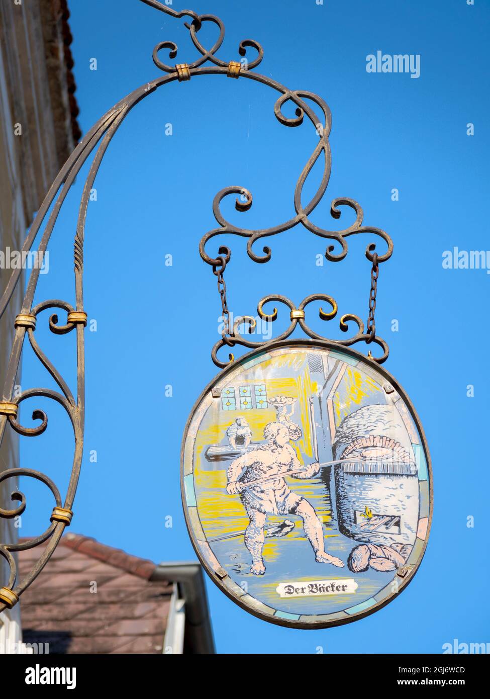 Traditional sign of a bakery. The historic old town of Stein (Stein an ...
