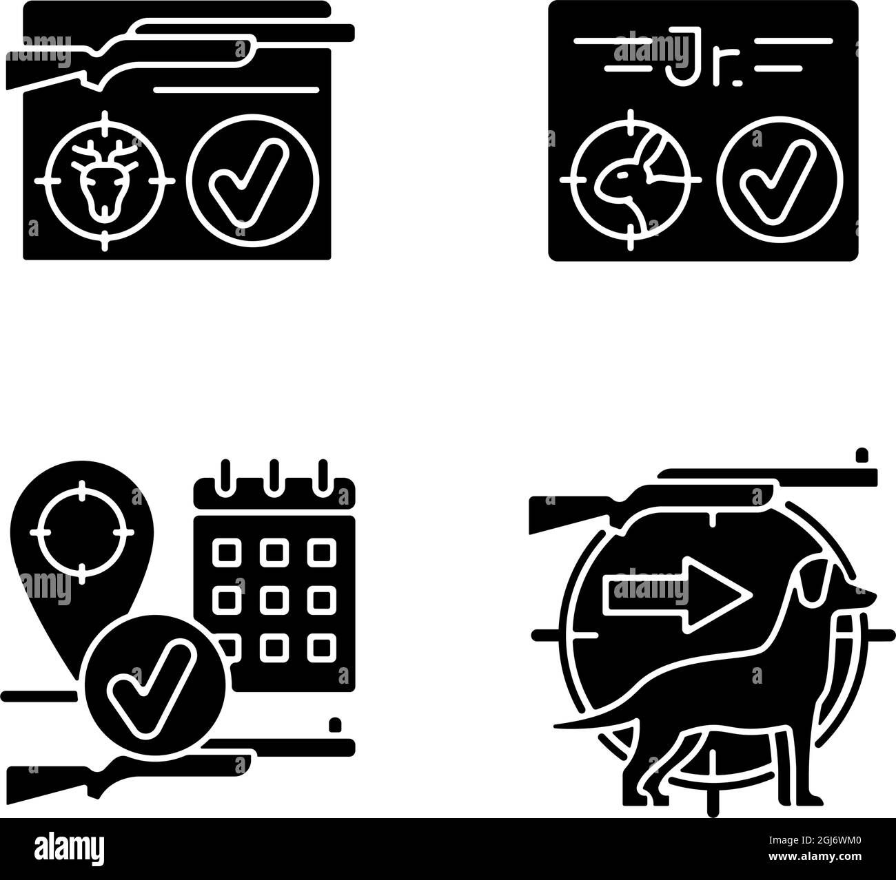 Hunting regulations black glyph icons set on white space Stock Vector ...