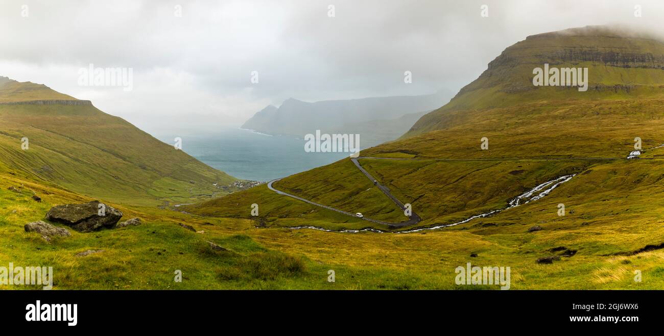 Europe, Faroe Islands. View of the village of Funningur on the island ...