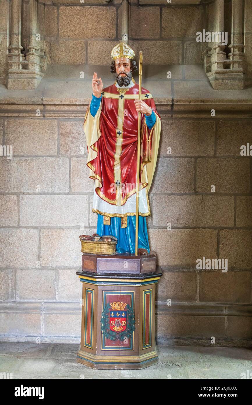Europe, France, Haute-Vienne, Limoges. Statue of a saint in the ...