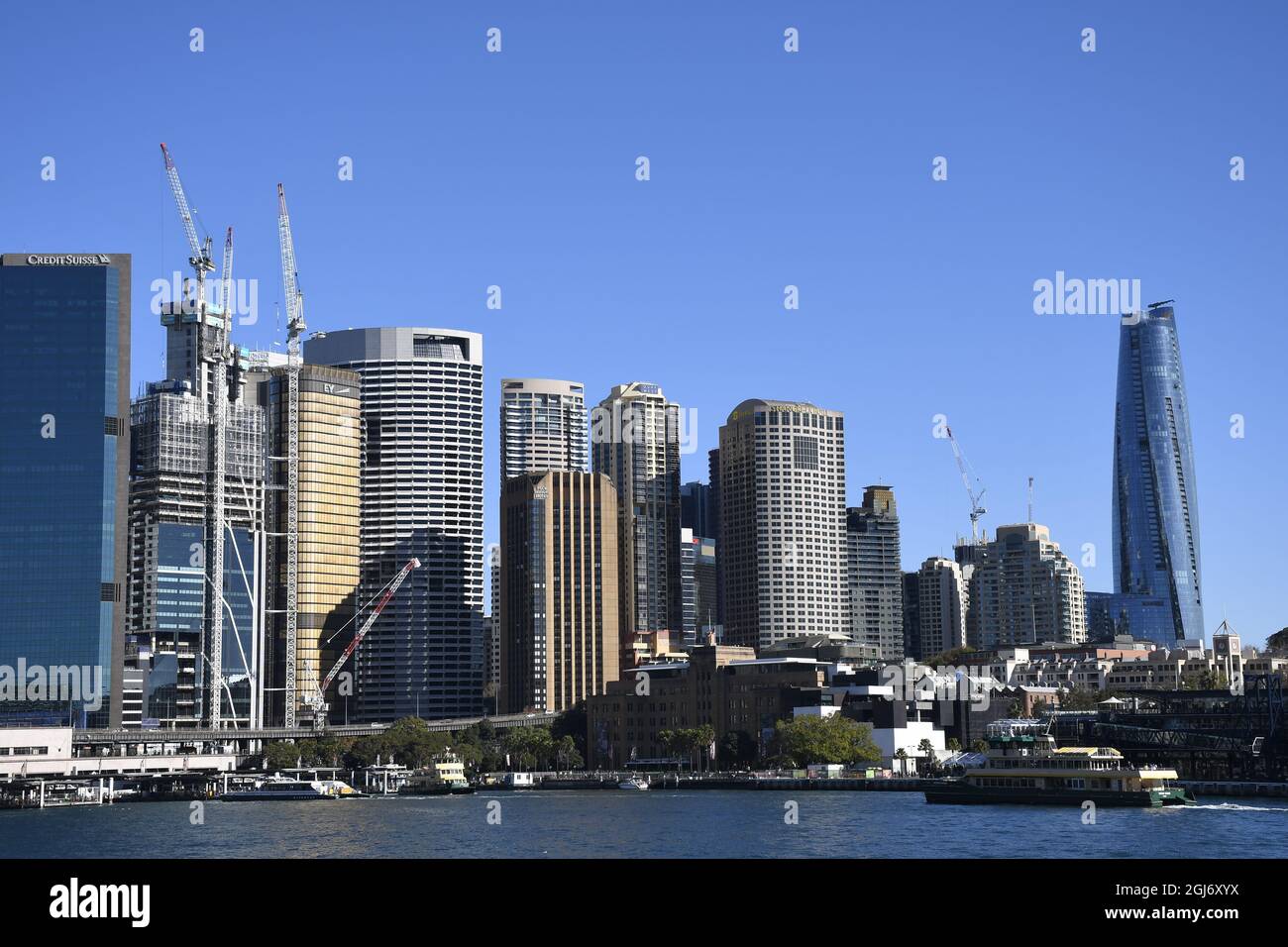 SYDNEY, AUSTRALIA - Jun 05, 2021: The blue sky over the modern ...