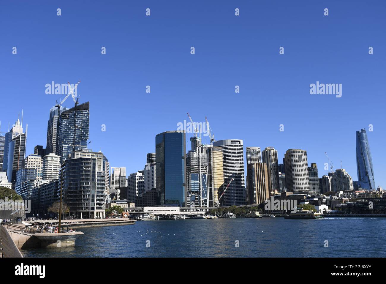 SYDNEY, AUSTRALIA - Jun 05, 2021: The blue sky over the modern ...