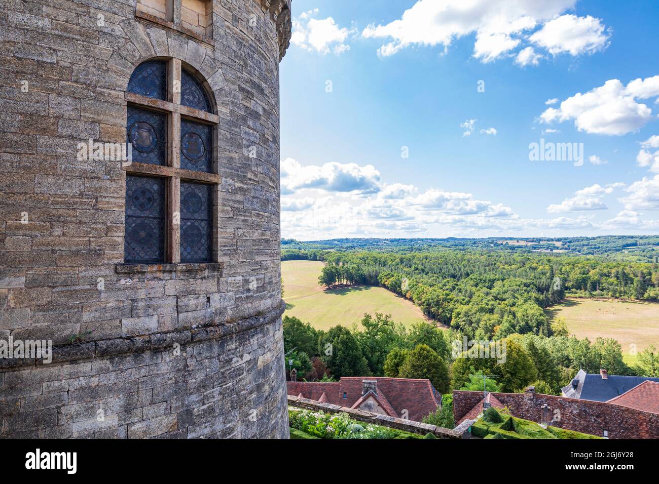 Europe, France, Dordogne, Hautefort. A view of the countryside from ...