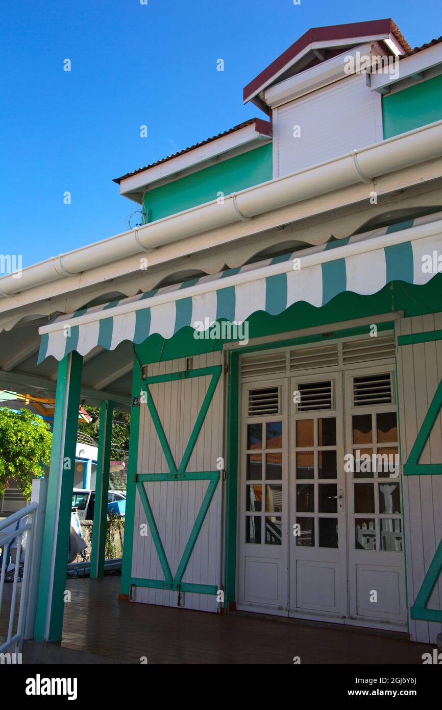 France, Guadeloupe, Les Saintes. Typical red, roofed and shuttered ...