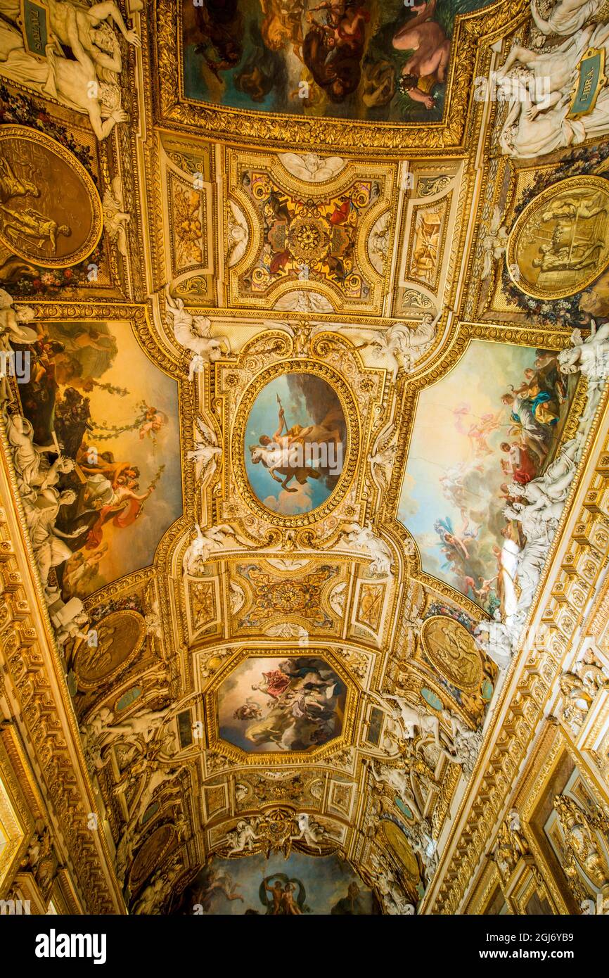 Ceiling at The Louvre, Paris, France. (Editorial Use Only Stock Photo ...