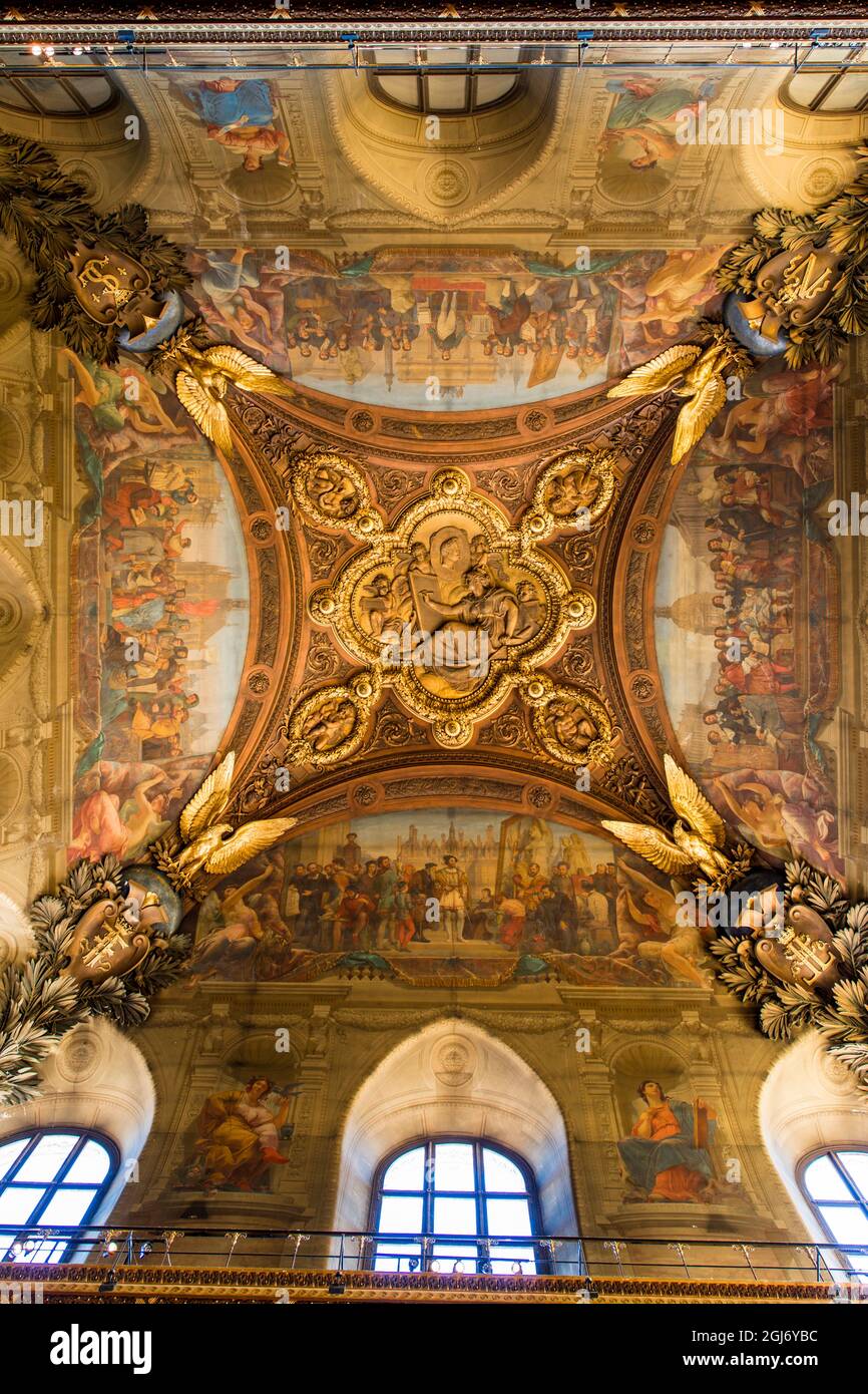Ceiling at The Louvre, Paris, France. (Editorial Use Only Stock Photo ...