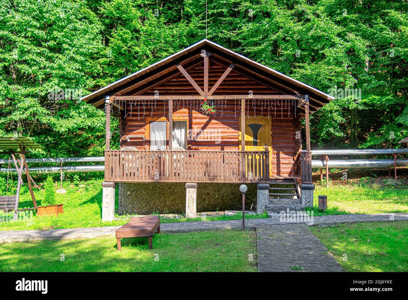 Log house in the forest Stock Photo - Alamy