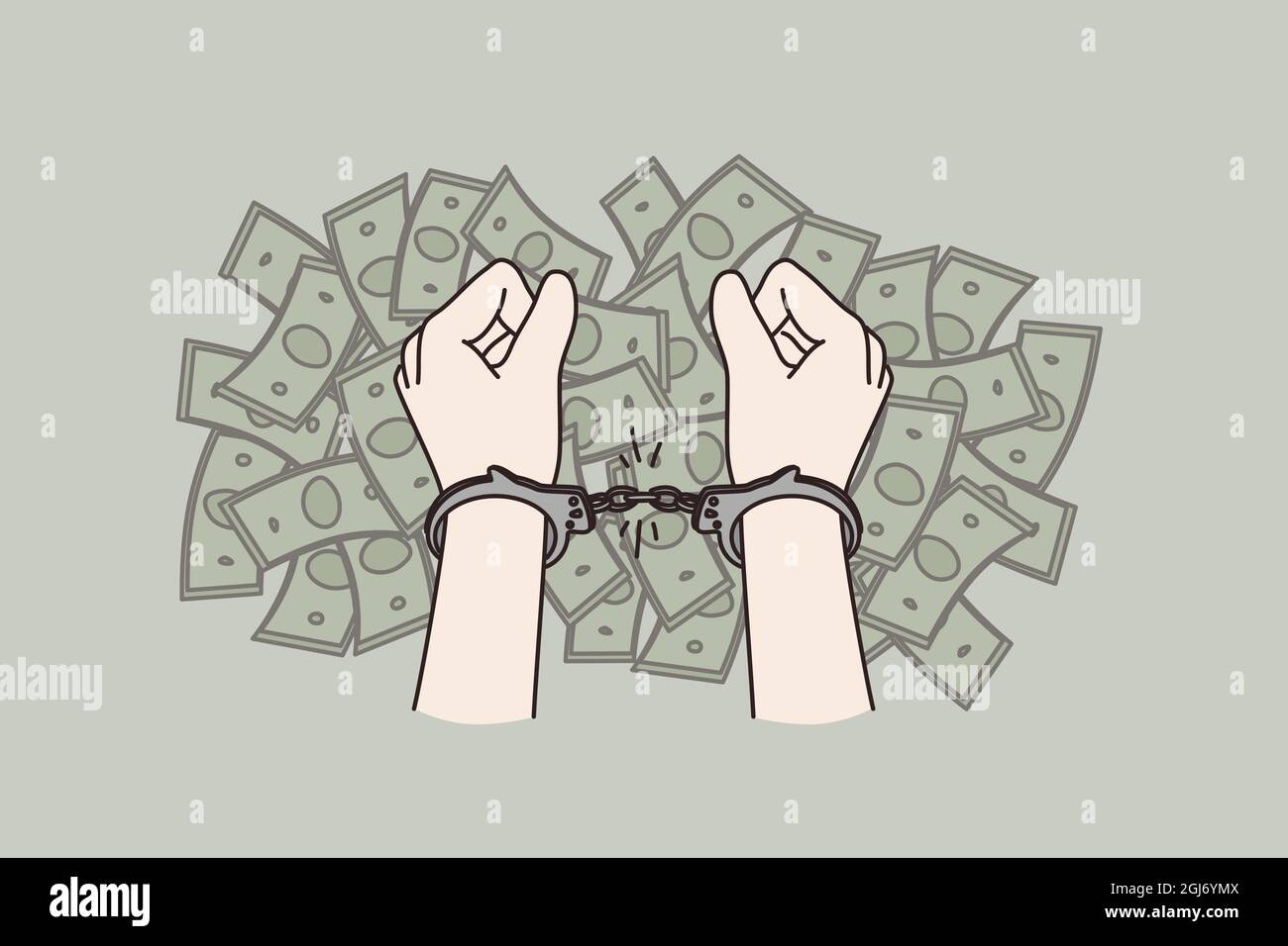 Stop corruption and financial crime concept. Human hands in handcuffs ...