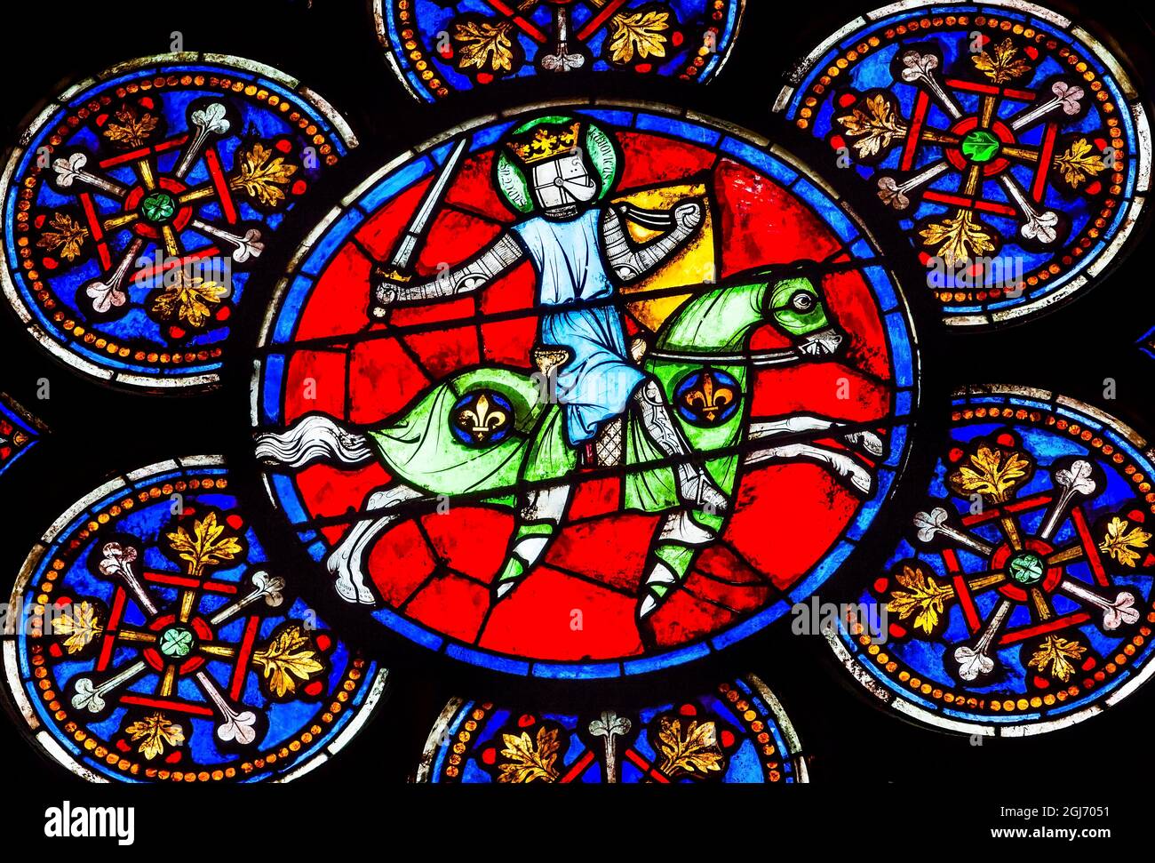 Armed Knight Sword stained glass, Notre Dame Cathedral, Paris, France ...