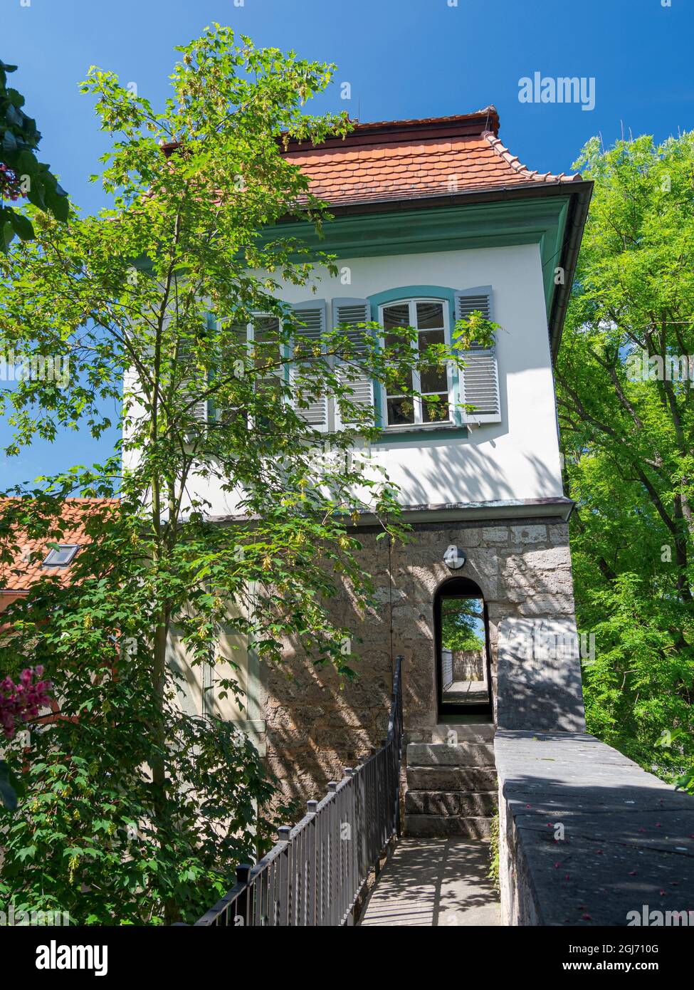 Tower of the town wall, redone in the 19th century. The medieval town ...