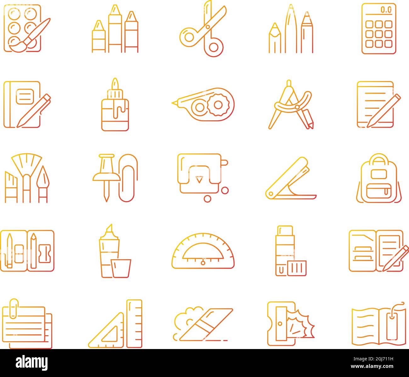 School supplies gradient linear vector icons set Stock Vector Image ...