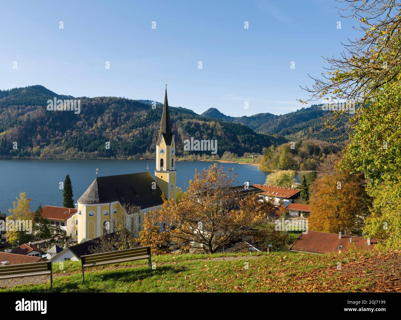 Lake and village Schliersee in the Bavarian Alps, Bavaria, Germany ...