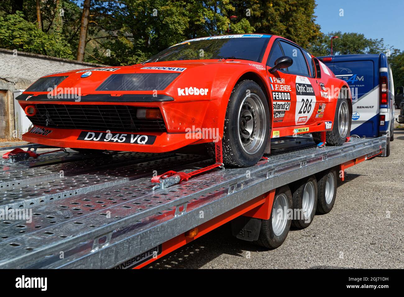VIF, FRANCE, September 2, 2021 : Broken-down racing car on a truck ...